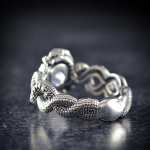 Sterling Silver Dragon Ring: Blue Stone Solitaire Engagement Ring ...