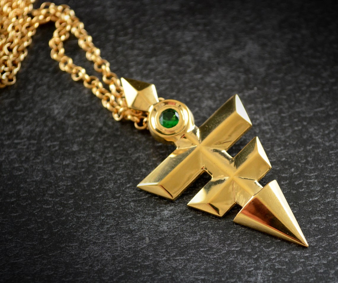 Golden Pendant the Emperor's Key, Egyptian Inspired Amulet With Stone ...