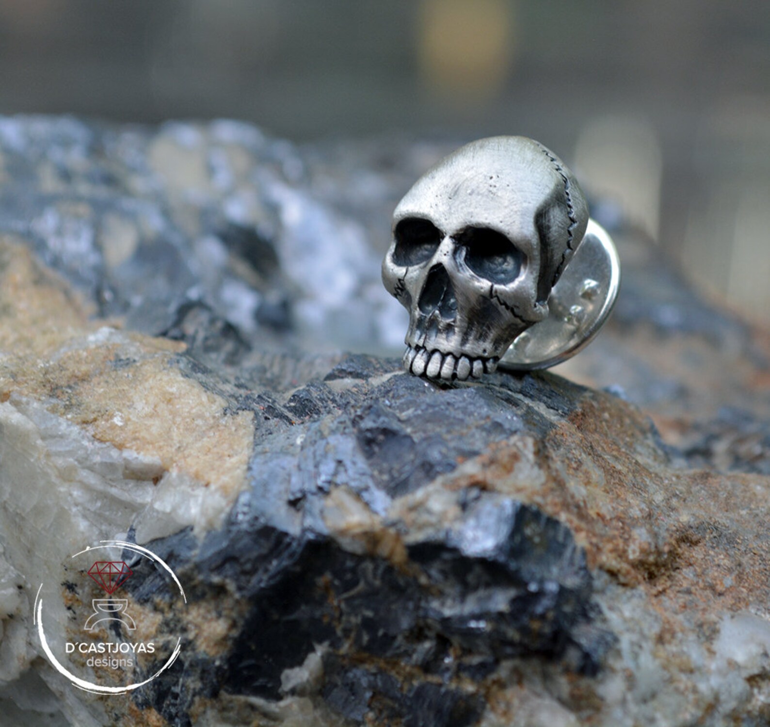 Silver Skull Tie Pin Skull Lapel Pin Etsy