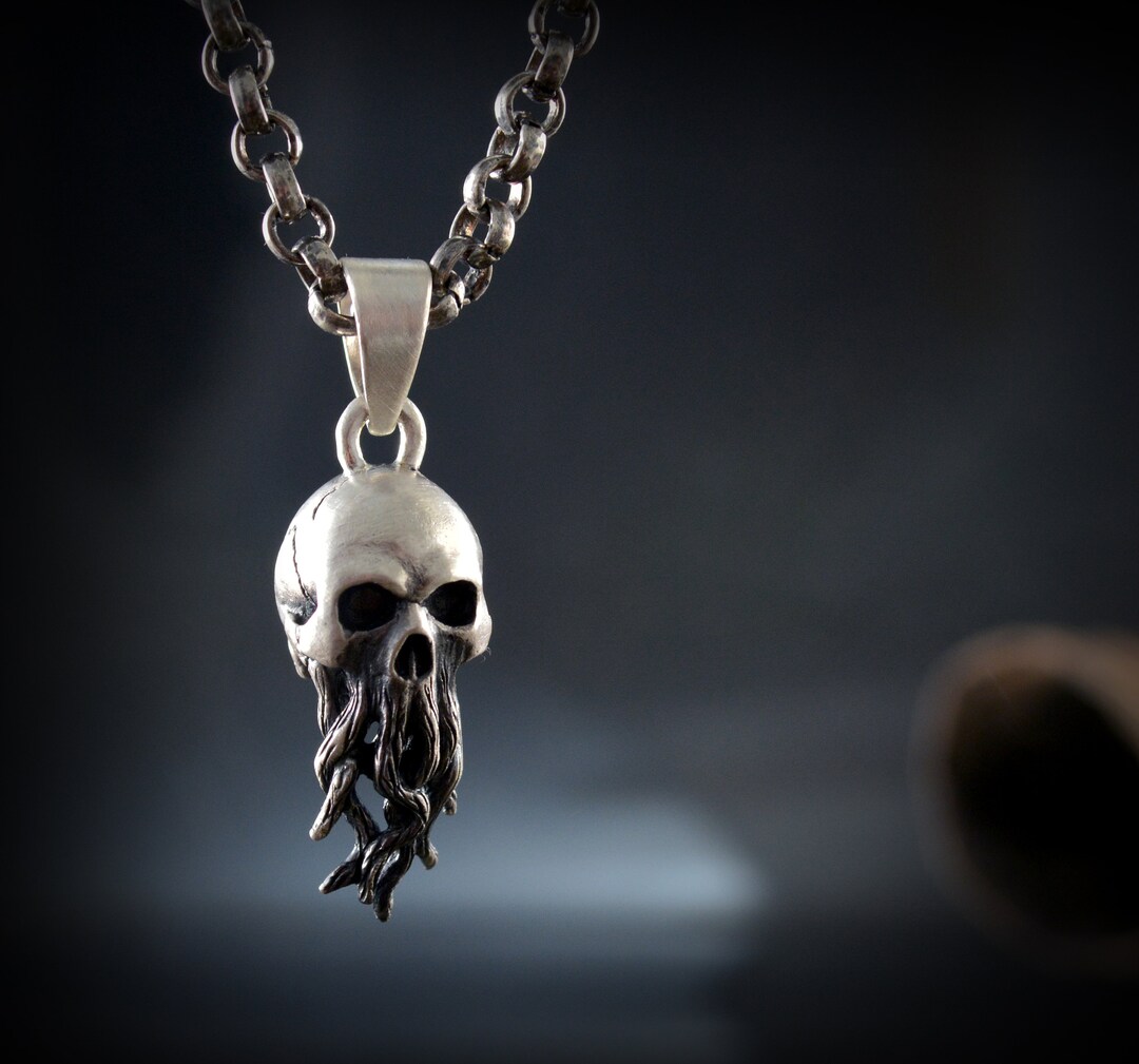 Cthulhu Pendant, Silver Skull With Tentacles, Men Necklace - Etsy