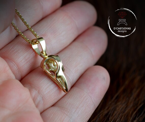 Gold Raven Pendant 10k 14K and 18k Gold Skull Crow Viking - Etsy
