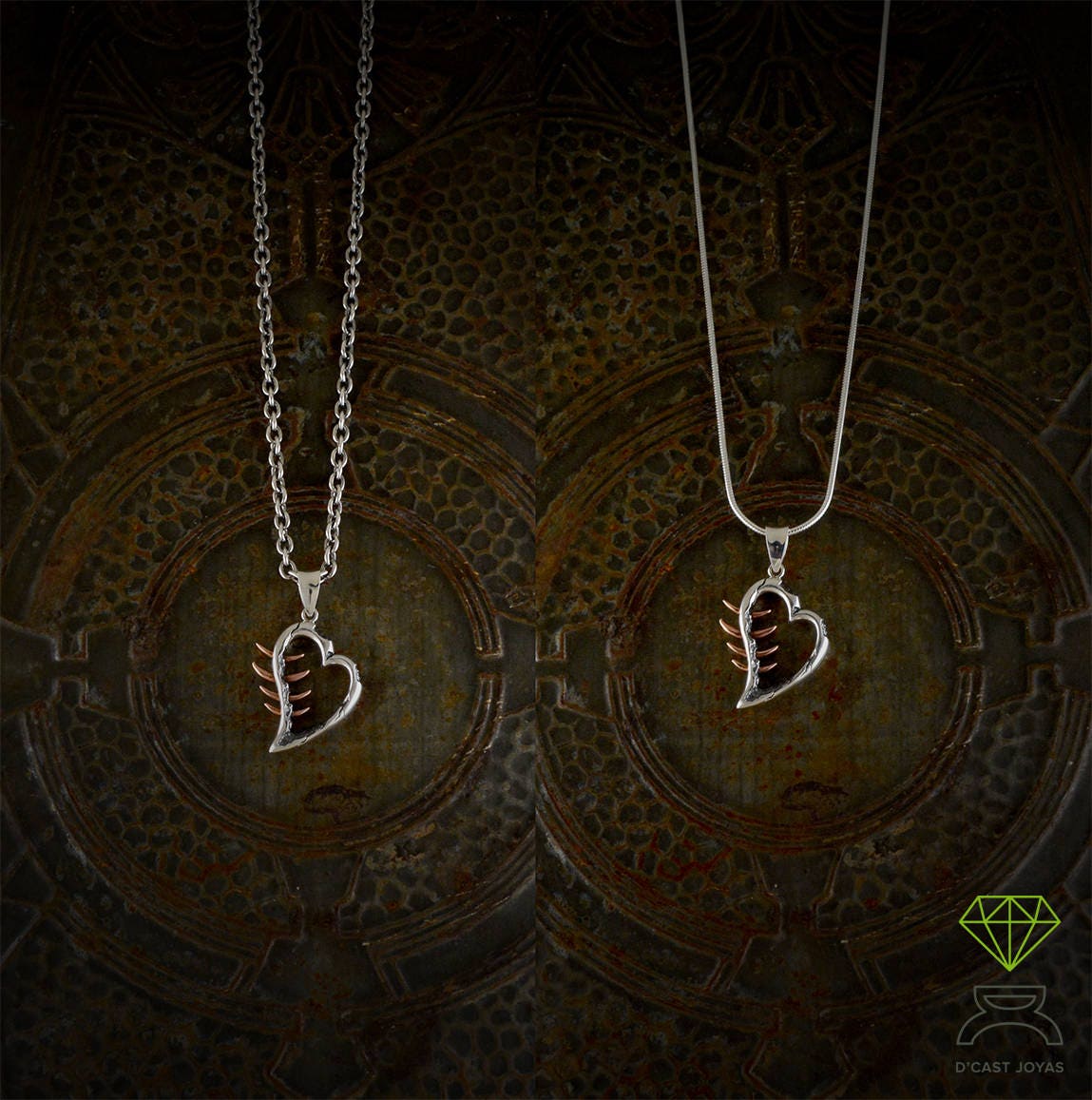 Silver Thorne Heart Pendant and Bronze Thorns - Etsy