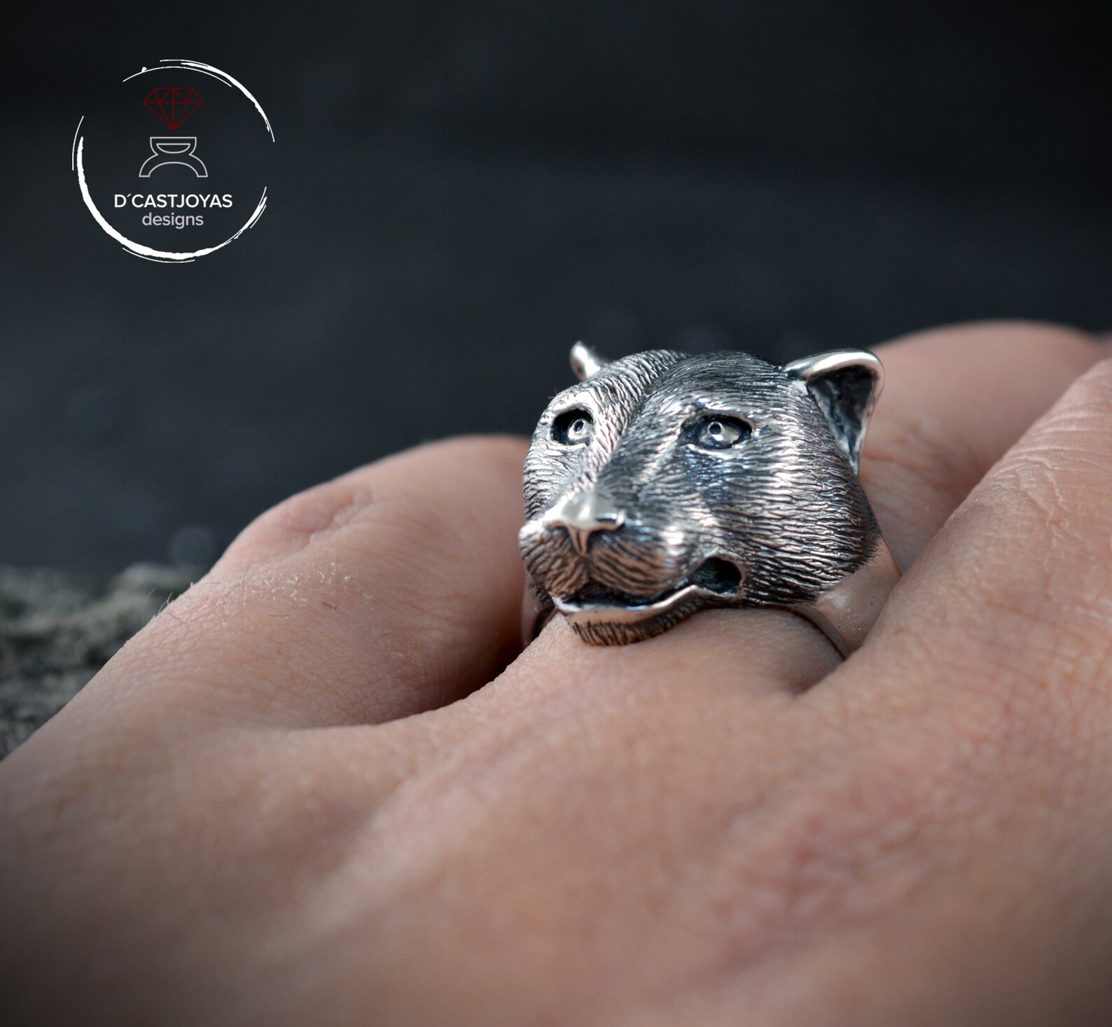 Silver Panther Ring With Oxidised Textures Black Panther - Etsy