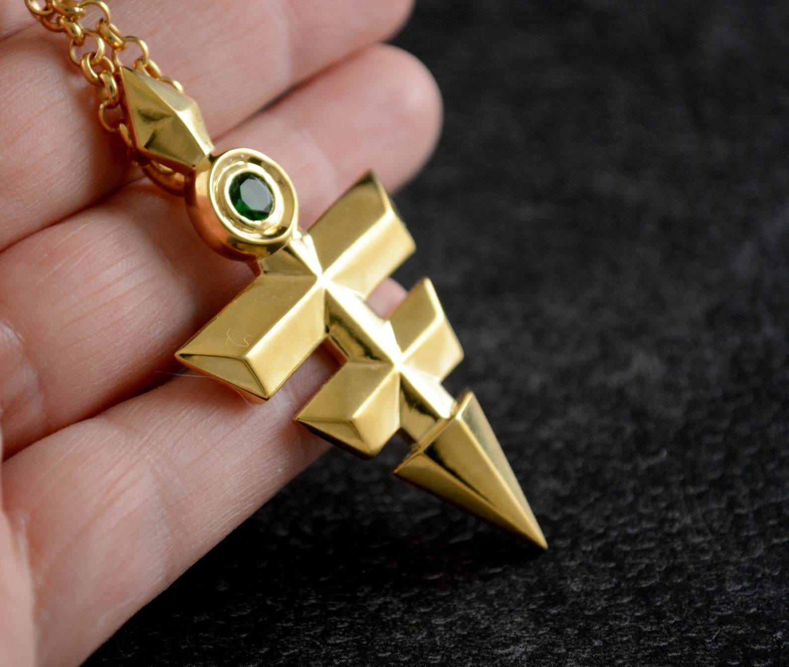 Golden Pendant the Emperor's Key, Egyptian Inspired Amulet With Stone ...