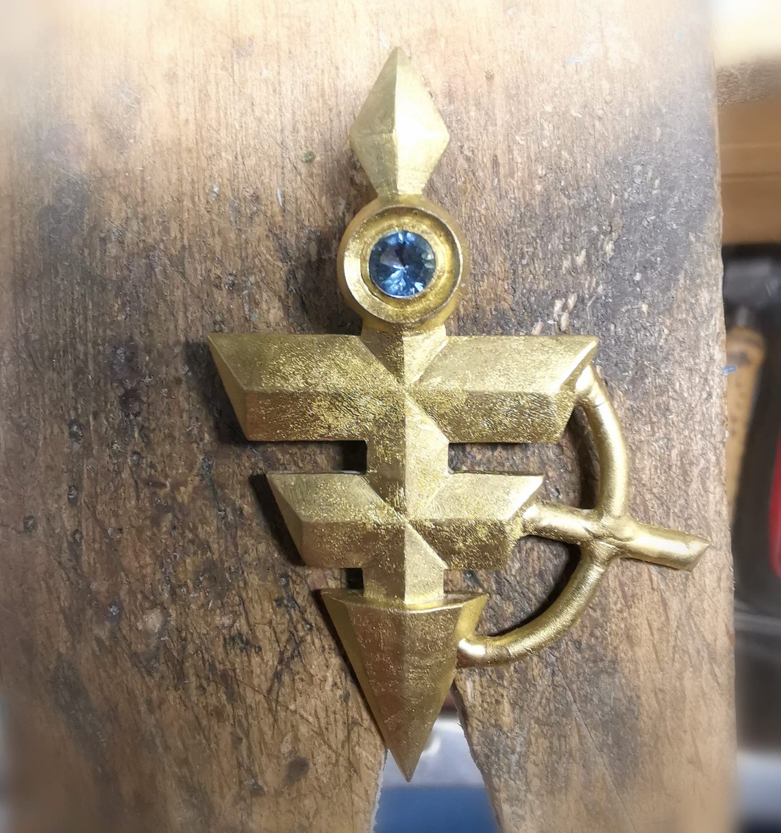 Golden Pendant the Emperor's Key, Egyptian Inspired Amulet With Stone ...