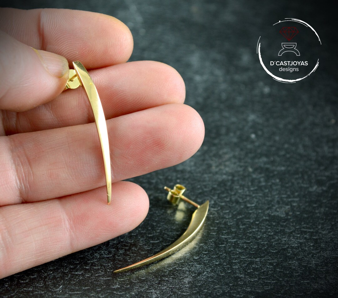 14k Gold Snake Fang Earrings: Long Needle Style - Etsy