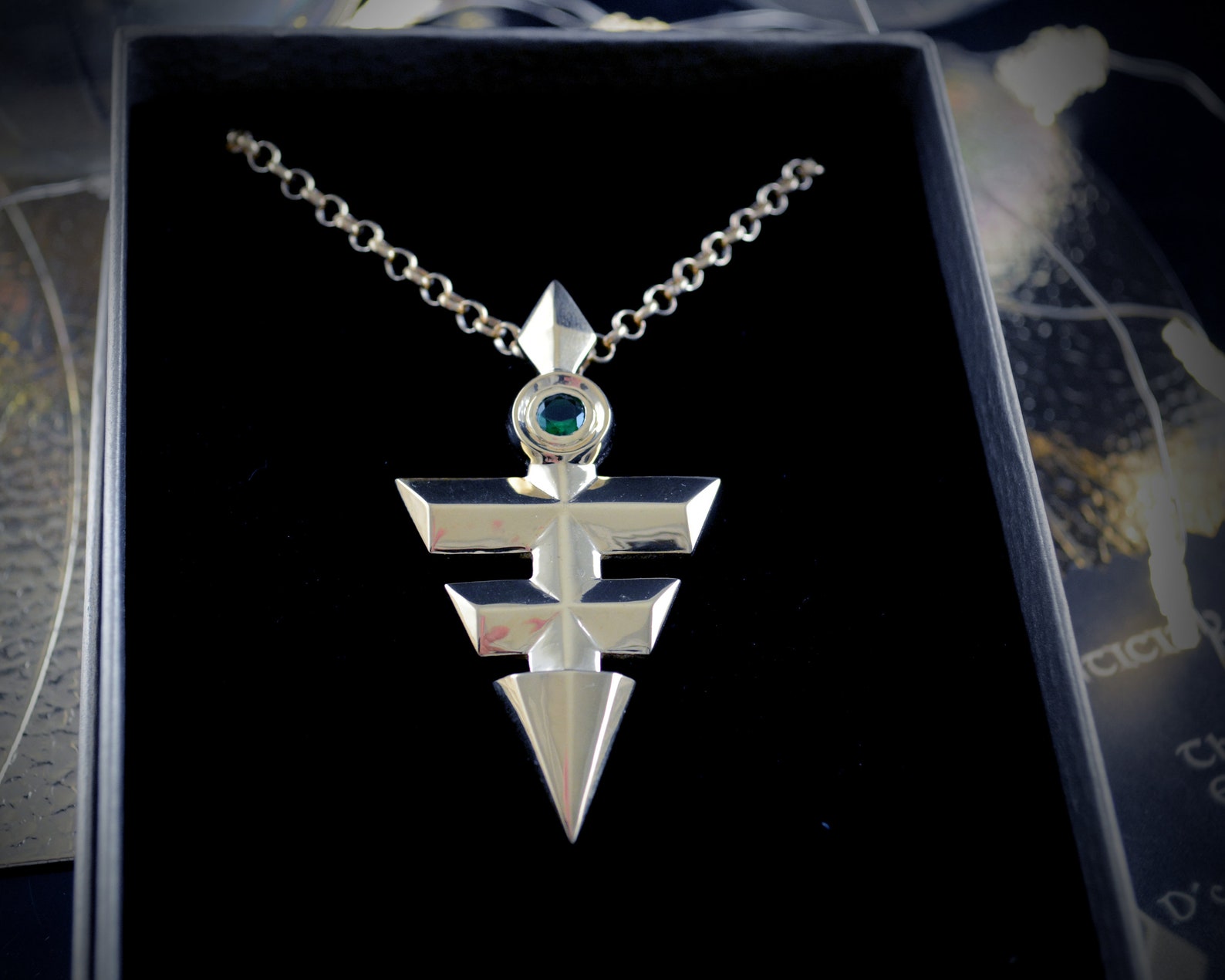 Golden Pendant the Emperor's Key, Egyptian Inspired Amulet With Stone ...