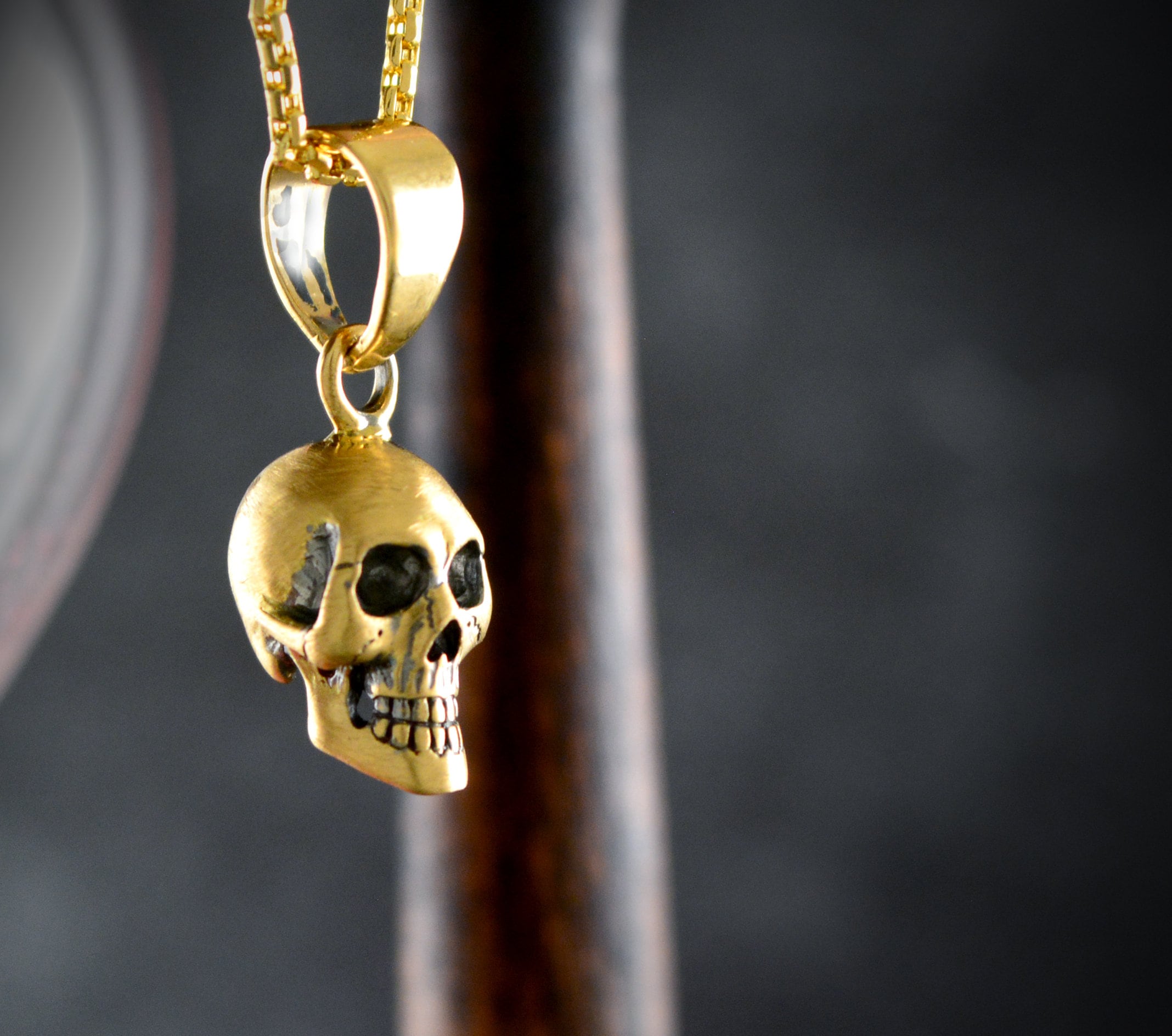 Full Skull Pendant Handmade in Solid 10k 14k and 18k Gold - Etsy Denmark