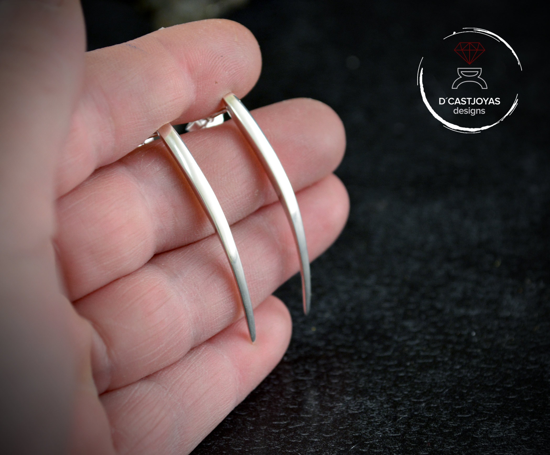 Silver snake fangs long earrings | Etsy