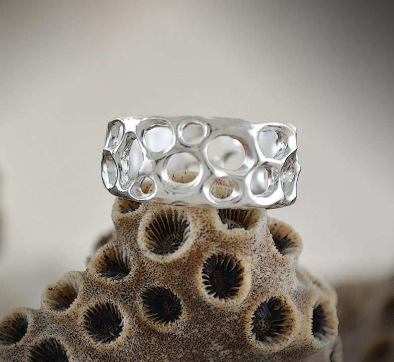 Hollow Sterling Silver Band Ring: Marine Coral Inspired - Etsy