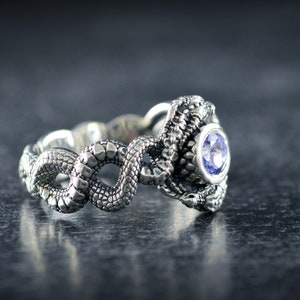 Sterling Silver Dragon Ring: Blue Stone Solitaire Engagement Ring - Etsy