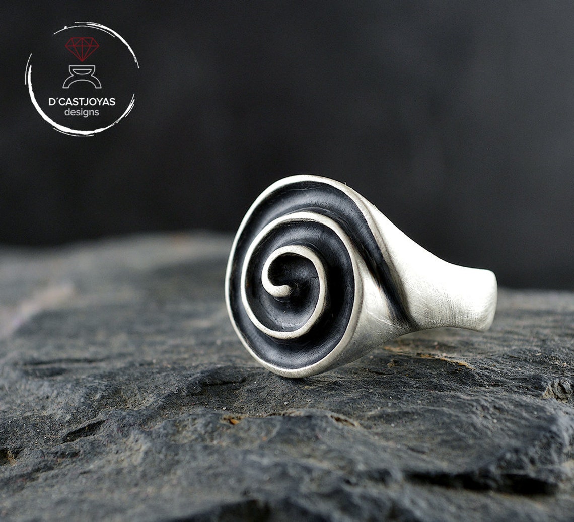 Celtic spiral ring for men Silver signet ring Viking jewelry | Etsy