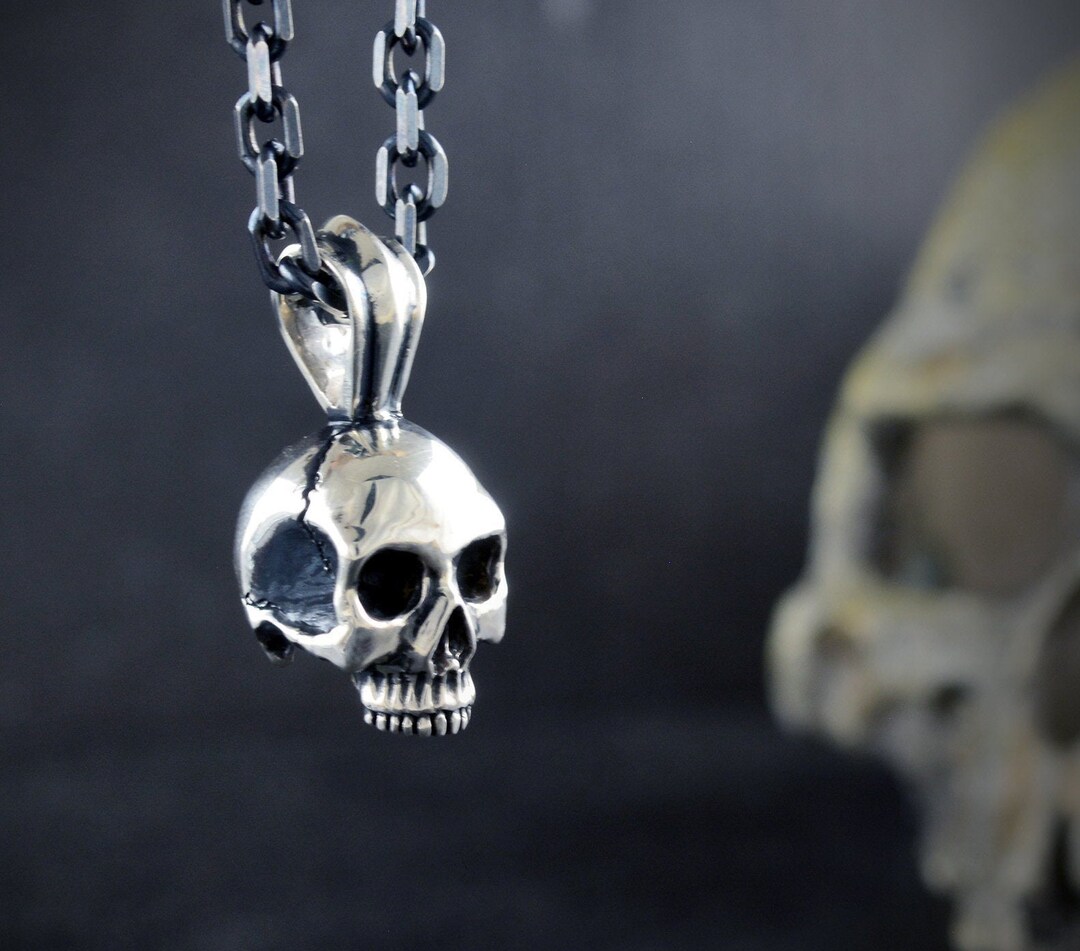 Oxidized Sterling Silver Skull Pendant: Keith Richards Style - Etsy