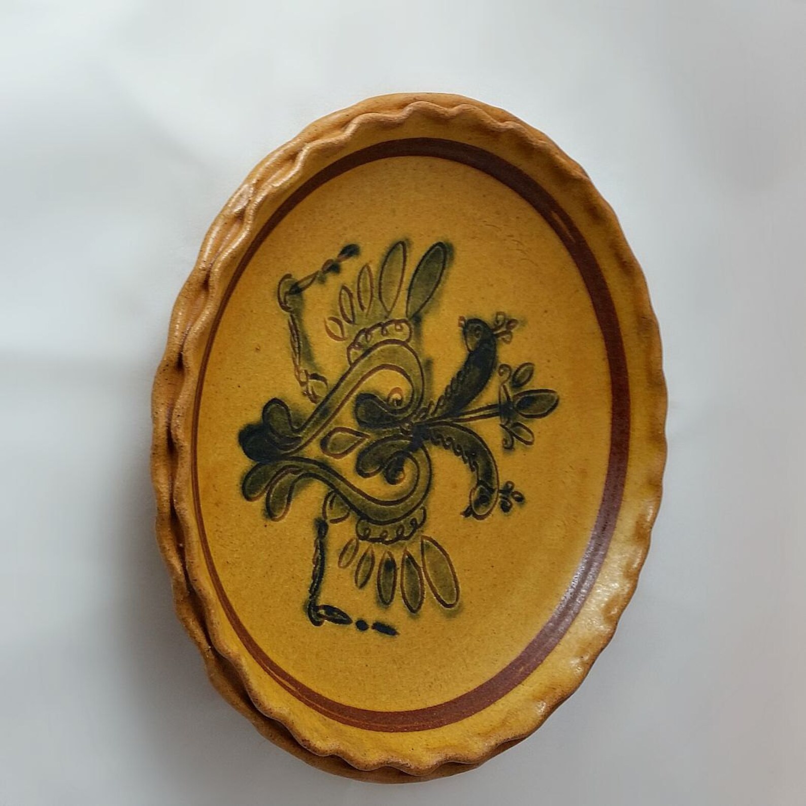 Vintage Mid-century Hand-painted Pie Crust Bowl - German Pottery ...
