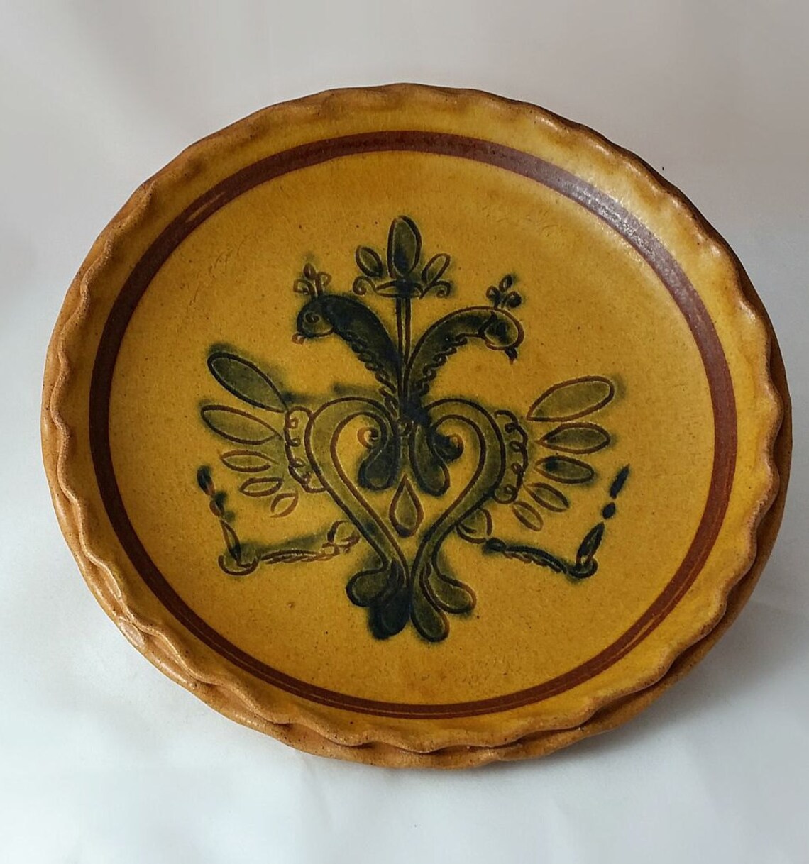Vintage Mid-century Hand-painted Pie Crust Bowl - German Pottery ...