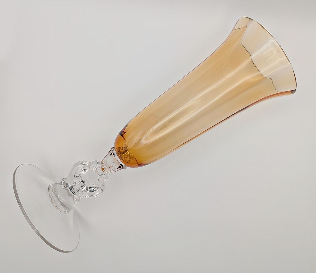 Cambridge Glass Amber Keyhole Footed Trumpet Vase