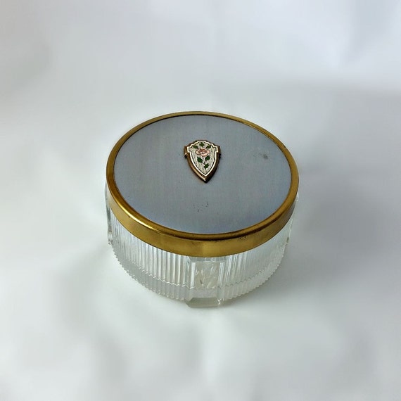 Mid Century Powder Box - Art Deco Dresser Box - Flora… - Gem