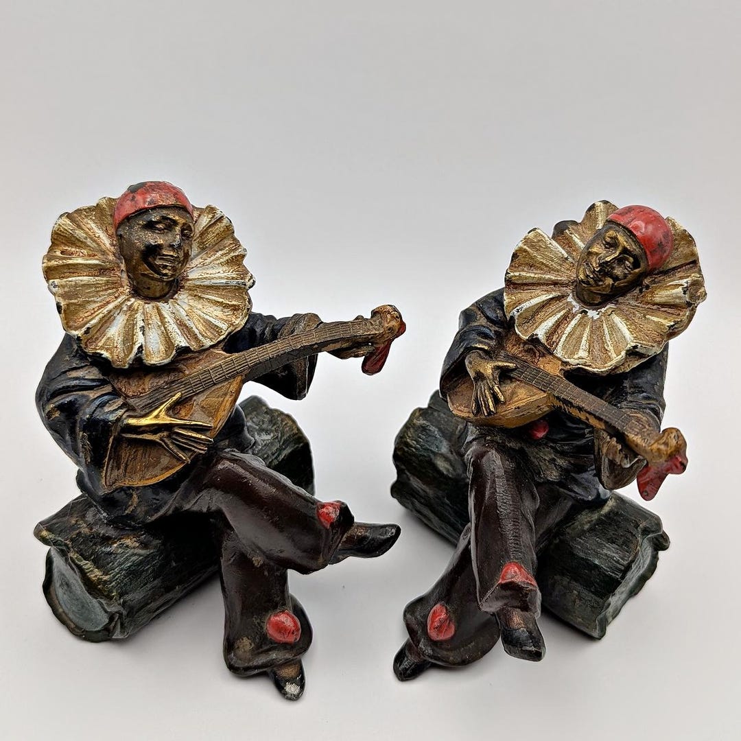 Vintage 1920s Pierrot Minstrel Clown Cast Metal Bookends - Etsy
