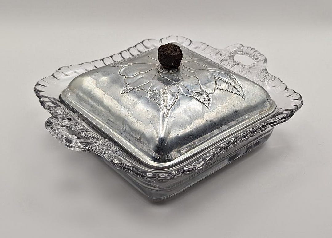 Vintage Wrought Farberware Lidded Dish - Handled Glass Dish - Etsy