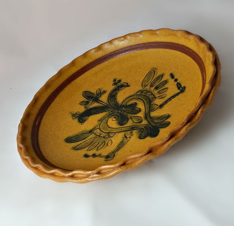 Vintage Mid-century Hand-painted Pie Crust Bowl - German Pottery ...