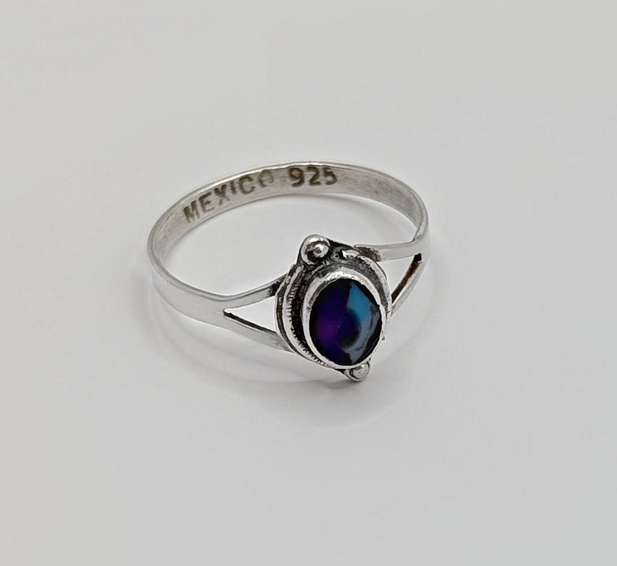 Purple and Blue Stone Ring Vintage Mexican Ring Dainty Silver Ring - Etsy