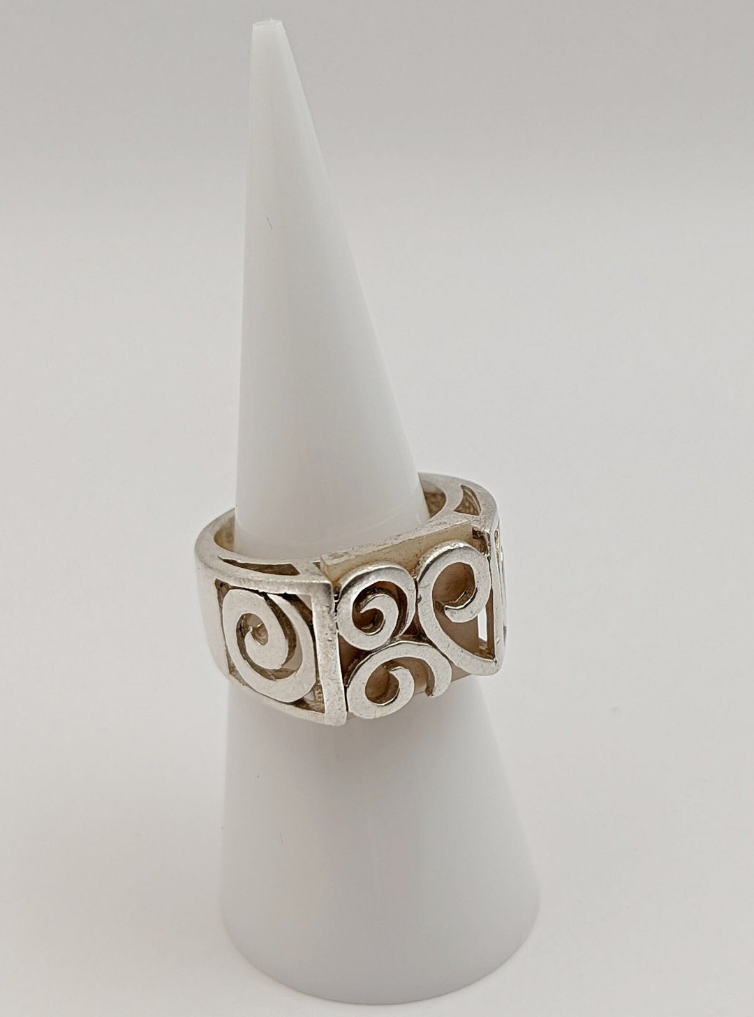 Silver Filigree Ring - Thick Scroll Ring - Size 6.75 Sterling Ring ...