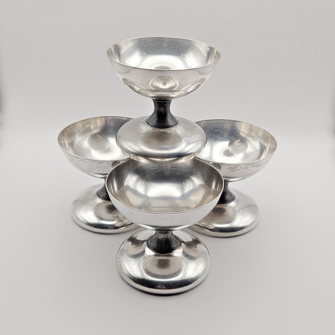 Benedict Indestructo Ice Cream Cups - Set of Four Vintage Art Deco Silver Plate Cups - Etsy