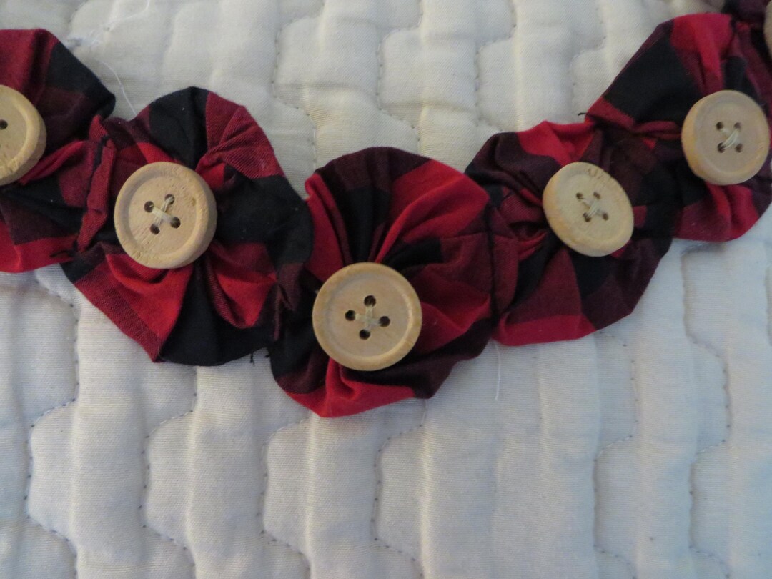 Plaid Buffalo Check Yoyo BUTTON GARLAND - Etsy
