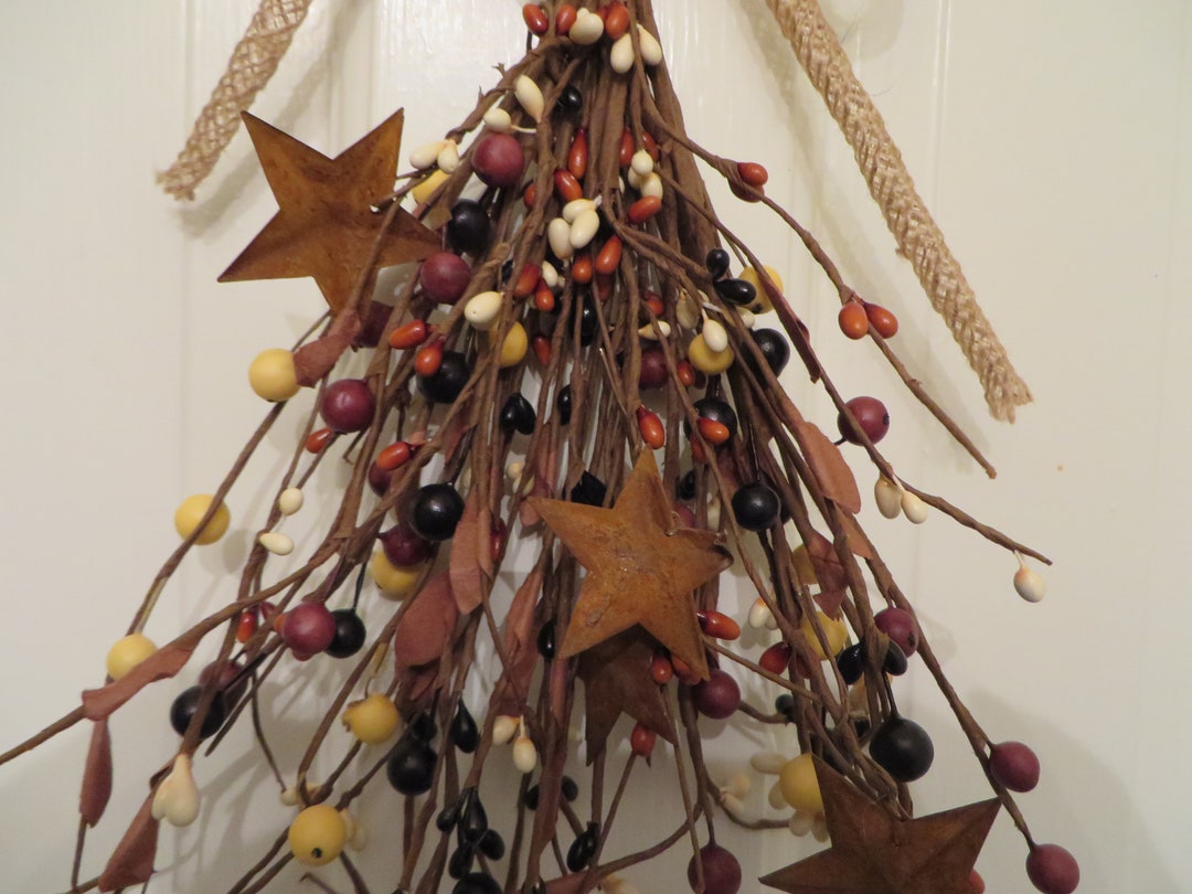 Multi Color PRIMITIVE PIP Berries With Rusty Stars Large Spray of Pip ...