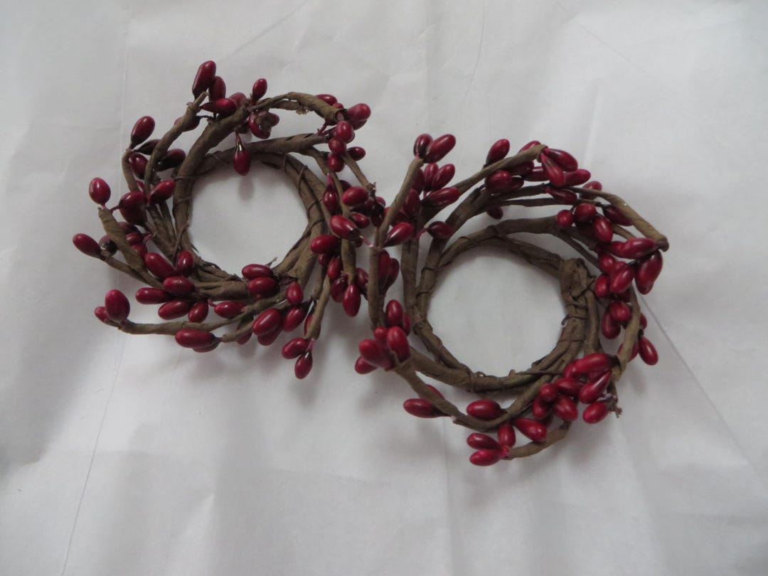 DEEP RED PIP Berry Taper Candle Rings Burgundy Candle Rings Without ...