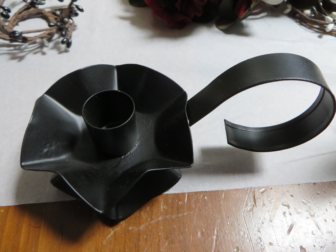 SCALLOPED EDGE TAPER Black Taper Candle Holder With Handle - Etsy