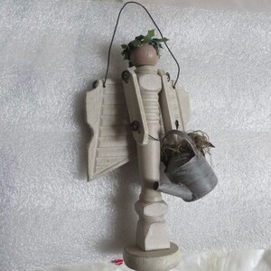 VINTAGE GARDEN PRIMITIVE Angel Ornaments Watering Can Angels Shutter ...