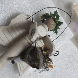 VINTAGE GARDEN PRIMITIVE Angel Ornaments Watering Can Angels Shutter ...