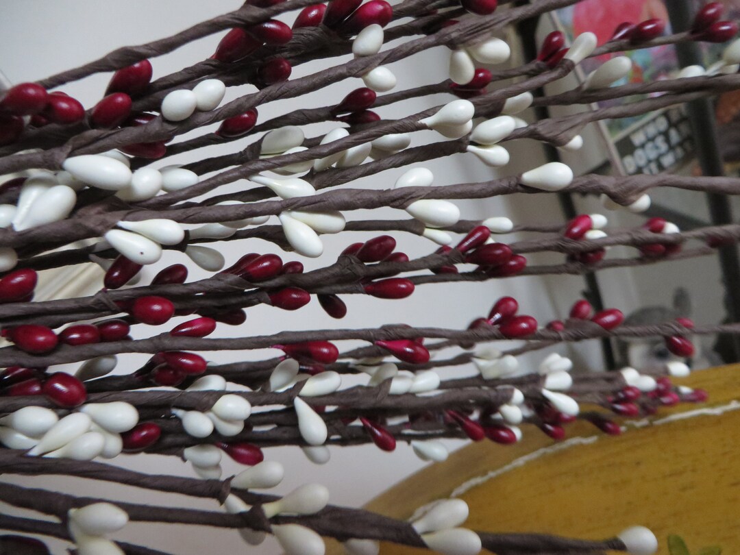 WHITE AND BURGUNDY Pip Berry Sprays Country Pip Berry Spray - Etsy