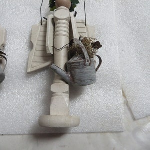 VINTAGE GARDEN PRIMITIVE Angel Ornaments Watering Can Angels Shutter ...