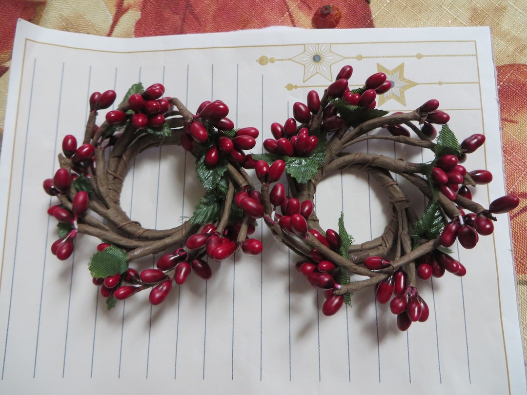 DEEP RED PIP Berry Taper Candle Rings Burgundy Candle Rings - Etsy