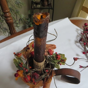 LOTUS FLOWER RUSTY Candle Holder With Fall Arrangement Smoldering L.E.D. Candle With Timer Sale ...