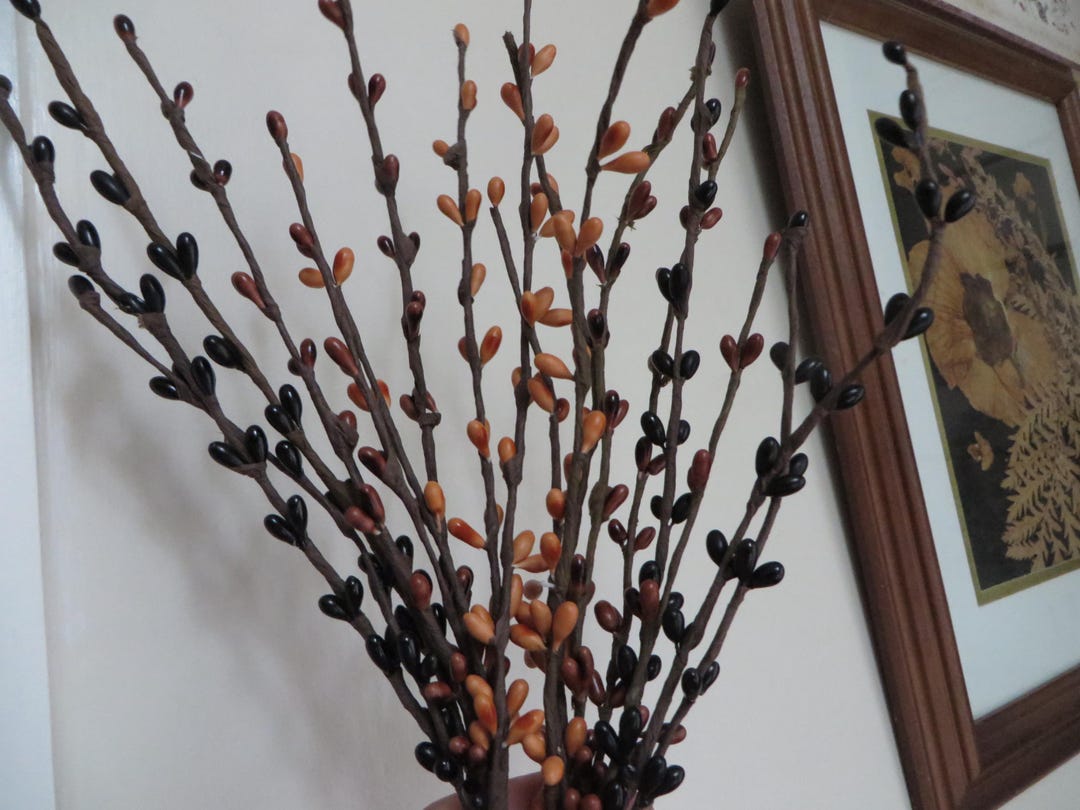 FALL PIP BERRY Stems Black and Orange Brown Pip Berry Sprays Halloween ...