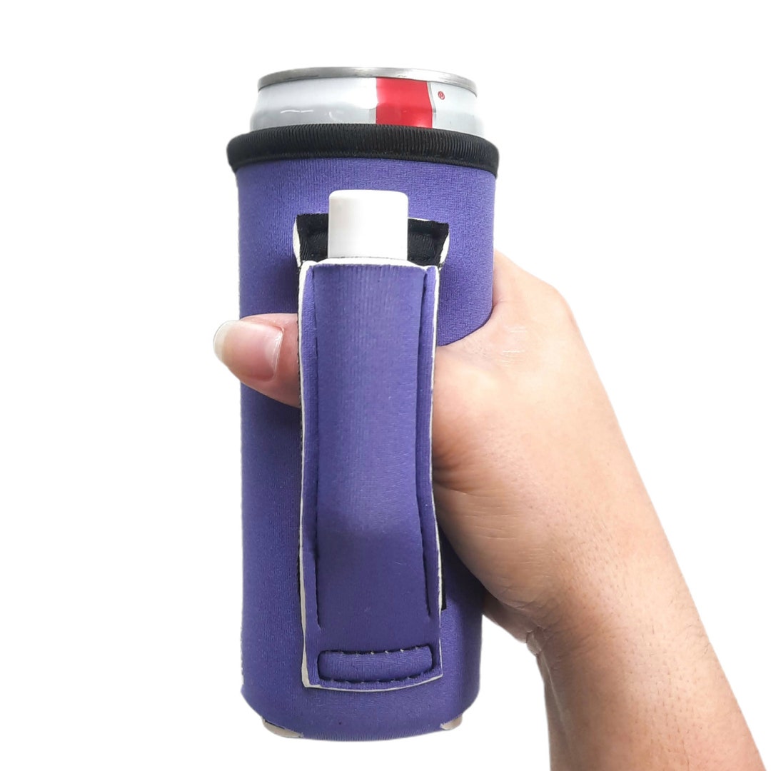 Purple 12oz Slim Pocketed Handler Cooler Insulator Fits 12oz Slim Cans ...