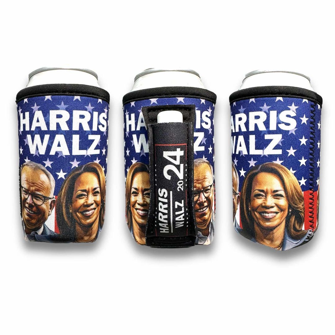 Harris Walz 12oz Can Handler With Pocket Can Cooler Chapstick Holder ...