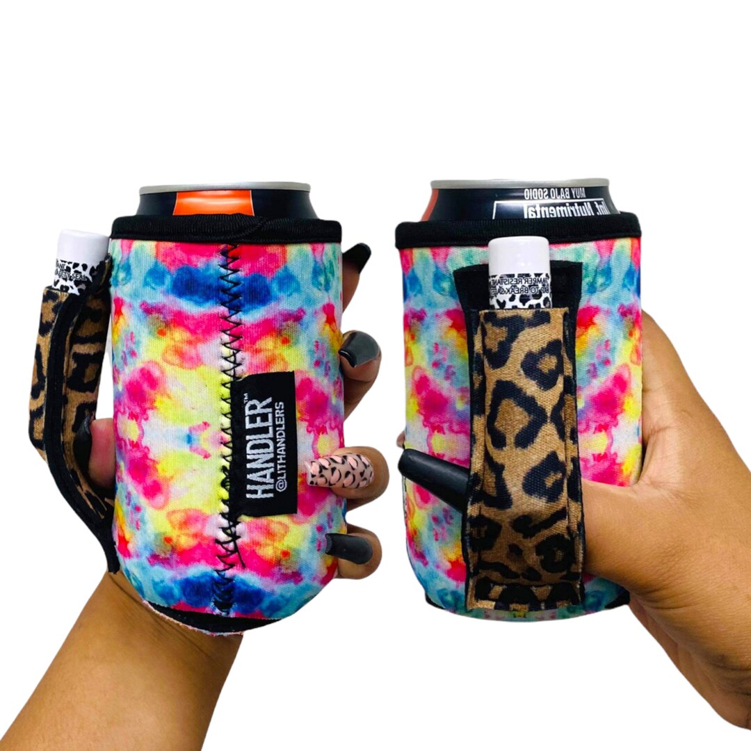 Tie Dye With Leopard 12oz Can Handler With Pocket Can Cooler Chapstick ...