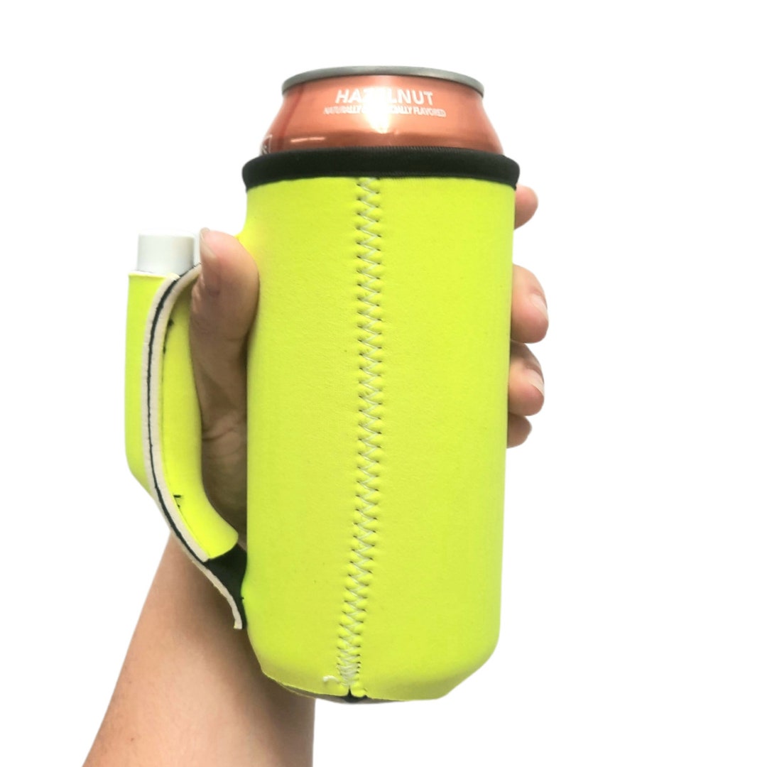 Safety Yellow 16oz Can Handler Cooler Insulator Chapstick Holder Pocket ...