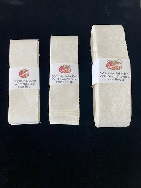 Jelly Roll White on Natural Cream Ivory Beige Neutral 2 1/2 Strips, 100 ...