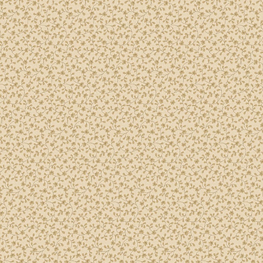 Tan Floral Cotton Quilt Fabric - Tone on Tone by the Half Yard ...