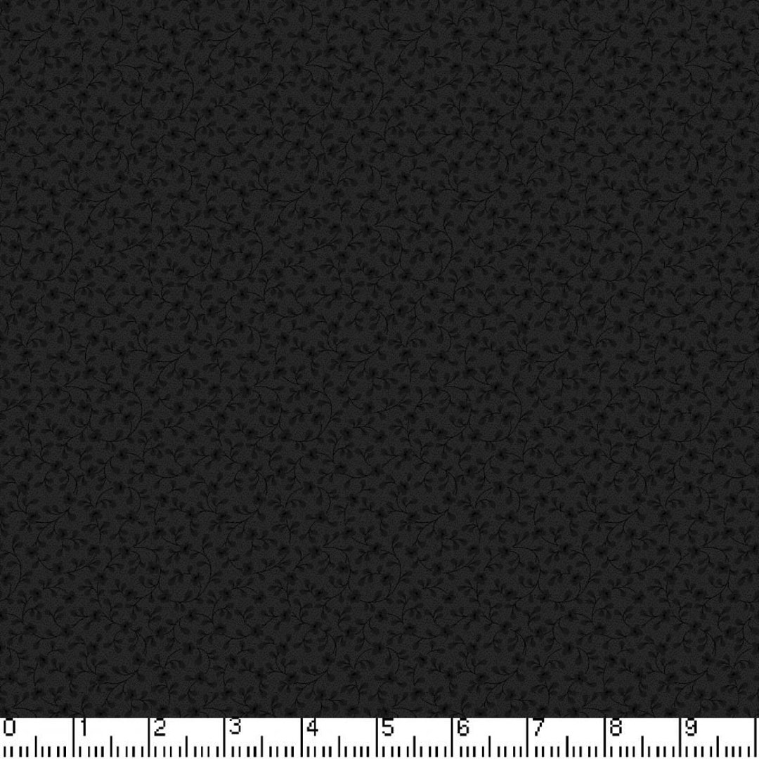 Black Cotton Quilt Fabric: Tangled Flower Vines by the Half Yard - Etsy