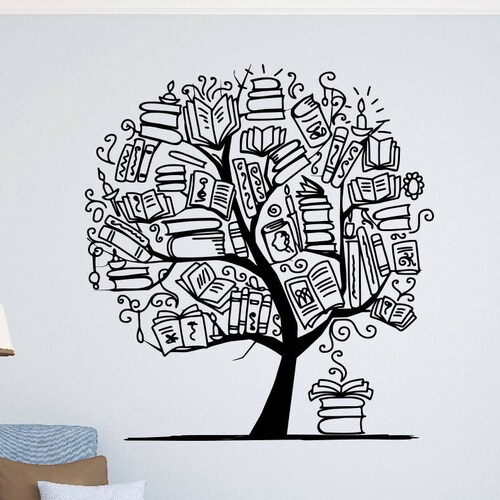 Tree Wall Decal Books Quote Reading Room Library Book Shop - Etsy