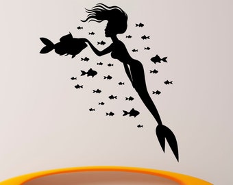 Mermaid Wall Vinyl Decal Beauty Sea Animal Water Nymph Sticker | Etsy