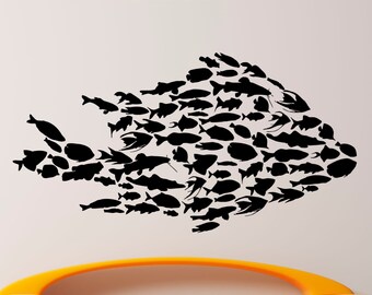 Fish Wall Decal Ocean Sea Water Animals Vinyl Sticker Art | Etsy