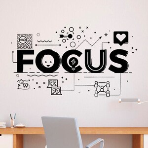 Focus Wall Decal Vinyl Sticker Motivational Quote Home Office Art Decor ...