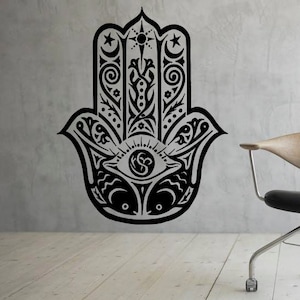 Hamsa Hand Wall Vinyl Decal Sticker Meditates Patterns India Symbol Art ...